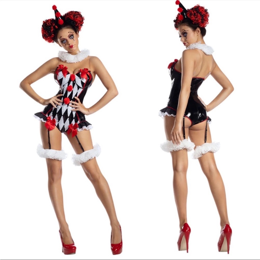 Sexy Dark Harlequin Harley Quinn Halloween Costume Gem